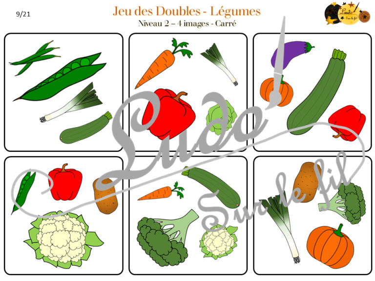 Jeux des Doubles - Fruits & Légumes - Ludo Sur Le Fil