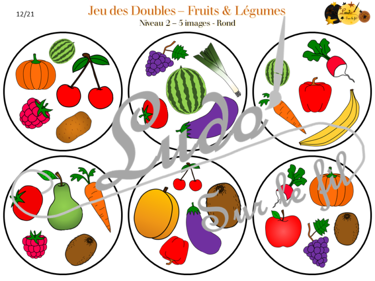 Jeux des Doubles - Fruits & Légumes - Ludo Sur Le Fil