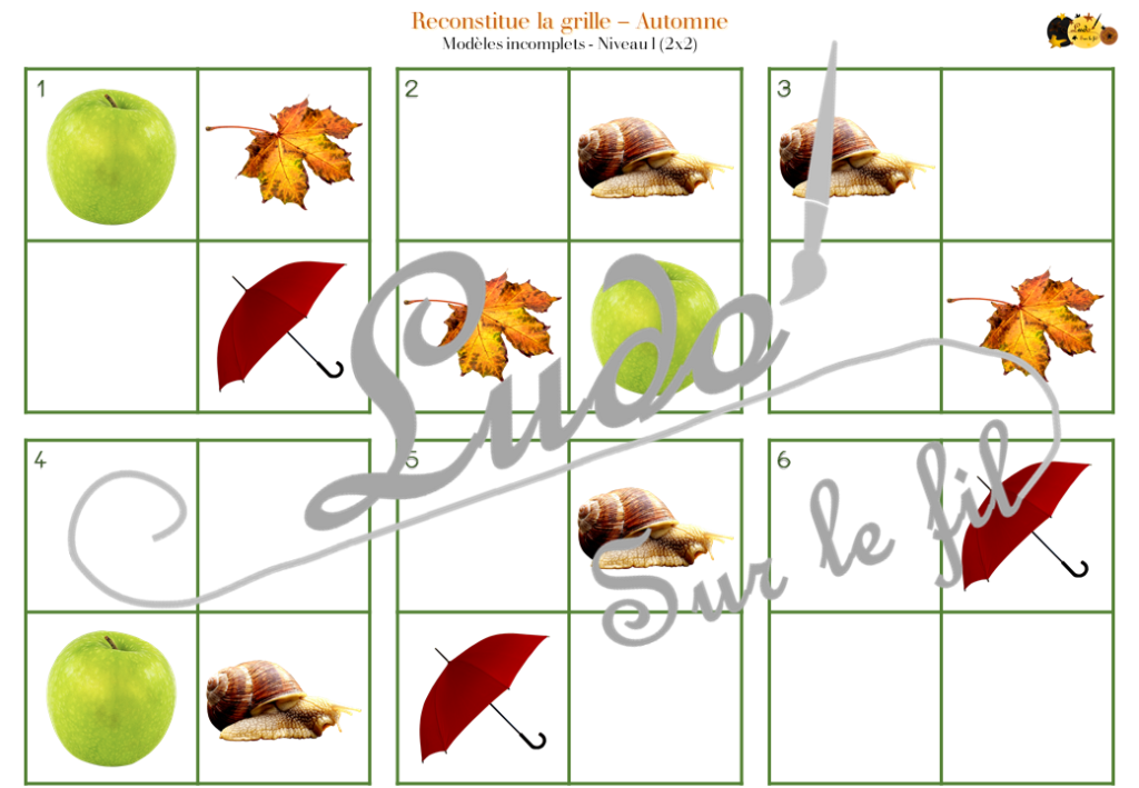 Reproduis la grille - Automne - Ludo Sur Le Fil