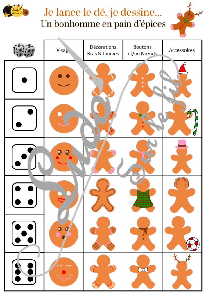 Je lance le dé, je dessine... - Kit Hiver et Noël - Ludo Sur Le Fil
