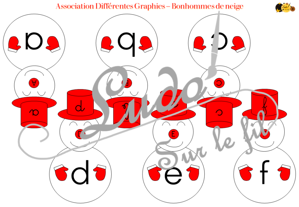 Association Différentes Graphies - Bonhommes de neige - Ludo Sur Le Fil