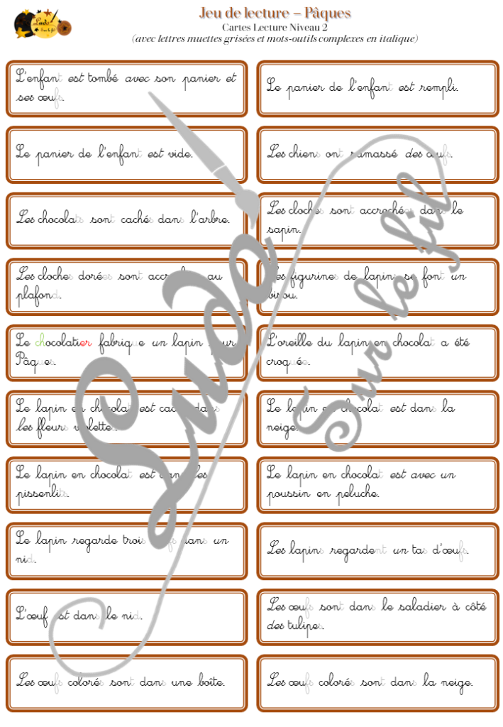 Jeu de lecture - Pâques - Ludo Sur Le Fil