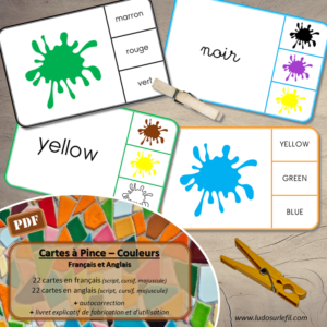 Cartes à pince - Couleurs en Français et Anglais - Ludo Sur Le Fil