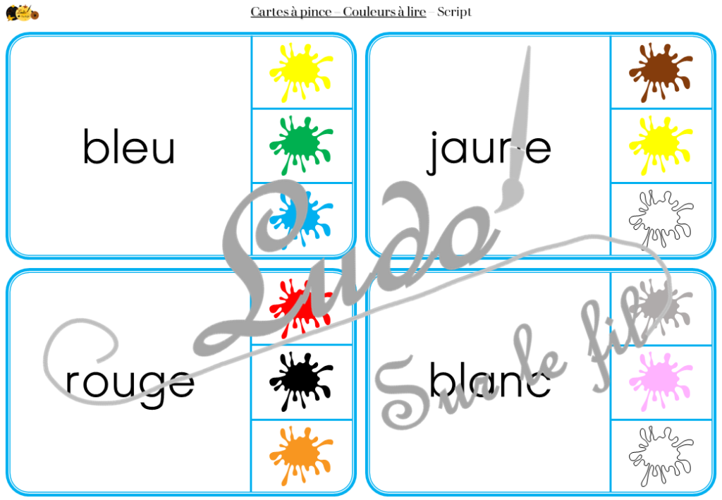 Cartes à pince - Couleurs en Français et Anglais - Ludo Sur Le Fil