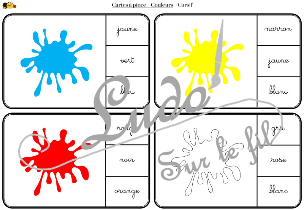 Cartes à pince - Couleurs en Français et Anglais - Ludo Sur Le Fil