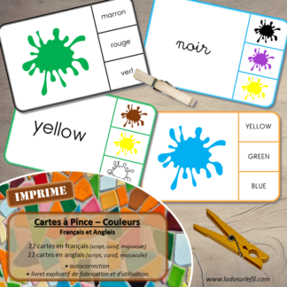Cartes à pince - Couleurs en Français et Anglais - Ludo Sur Le Fil