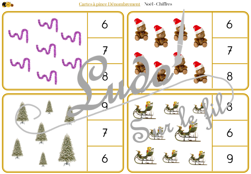 Cartes à pince - Dénombrement - Noël - Ludo Sur Le Fil