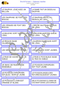 Jeu de lecture - Animaux marins - Ludo Sur Le Fil