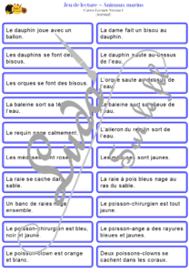 Jeu de lecture - Animaux marins - Ludo Sur Le Fil