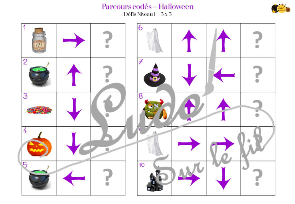 Suis les parcours codés - Halloween - Ludo Sur Le Fil