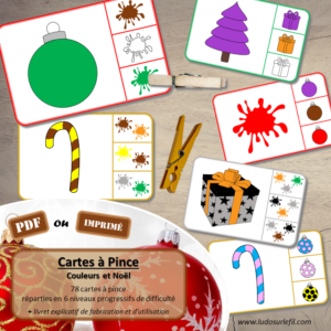Cartes à pince - Couleurs & Noël - Ludo Sur Le Fil