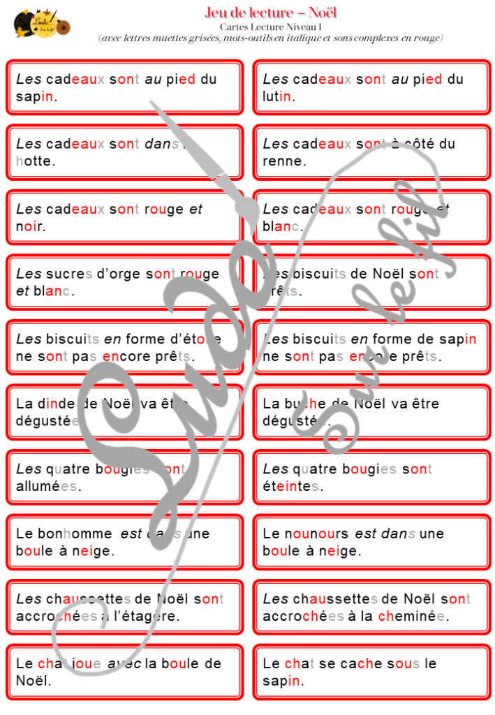 Jeu de lecture - Noël - Ludo Sur Le Fil