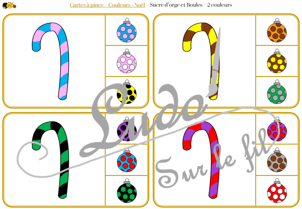 Cartes à pince - Couleurs & Noël - Ludo Sur Le Fil