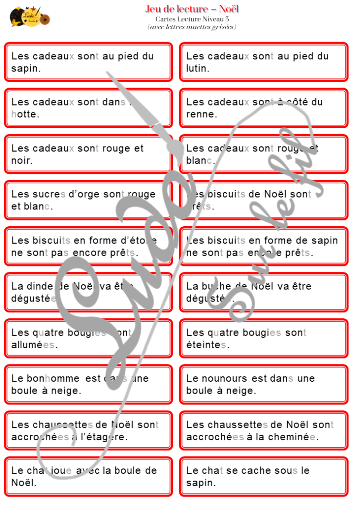 Jeu de lecture - Noël - Ludo Sur Le Fil