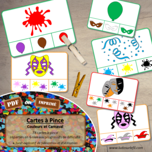 Cartes à pince - Couleurs & Carnaval - Ludo Sur Le Fil