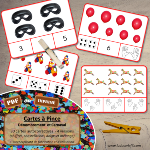 Cartes à pince - Dénombrement - Carnaval - Ludo Sur Le Fil