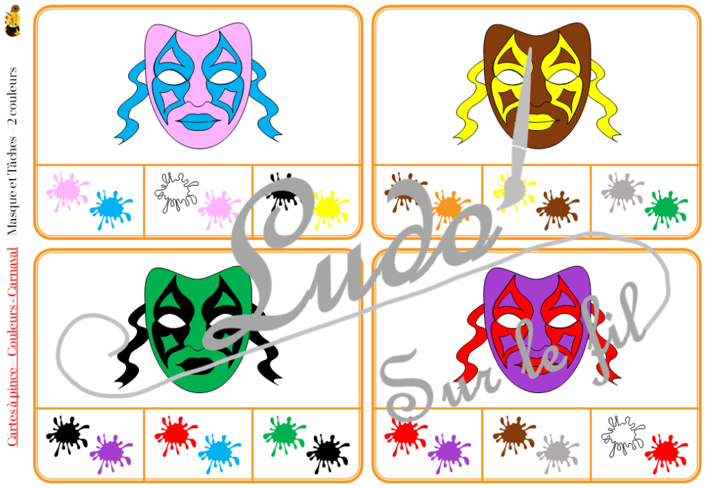 Cartes à pince - Couleurs & Carnaval - Ludo Sur Le Fil