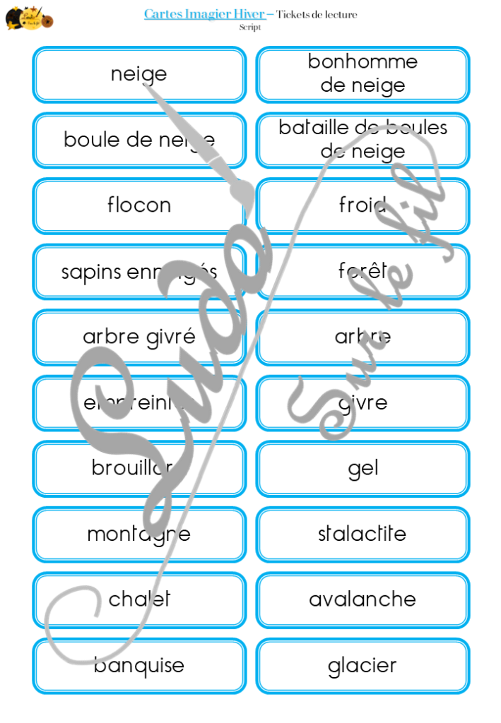 Cartes Imagier de l'hiver - Ludo Sur Le Fil