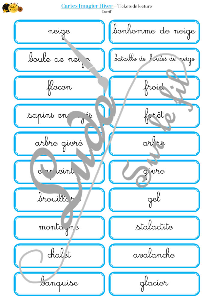 Cartes Imagier de l'hiver - Ludo Sur Le Fil
