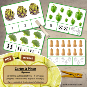 Cartes à pince - Dénombrement - Légumes - Ludo Sur Le Fil