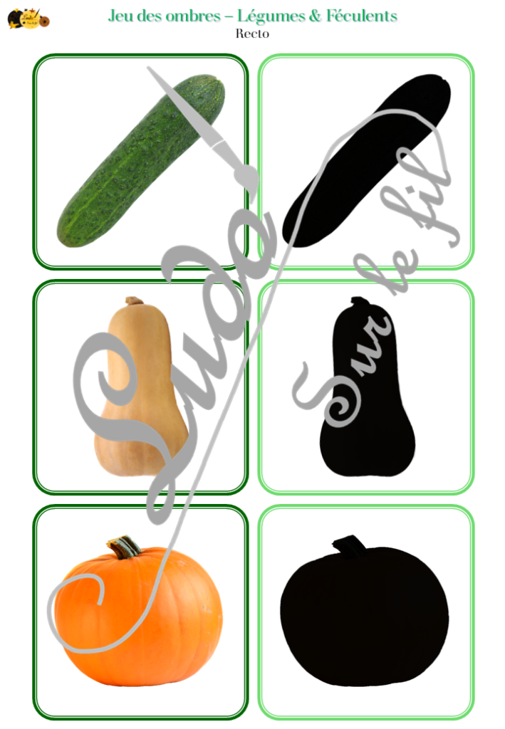 Jeu des Ombres - Légumes et Féculents - Ludo Sur Le Fil