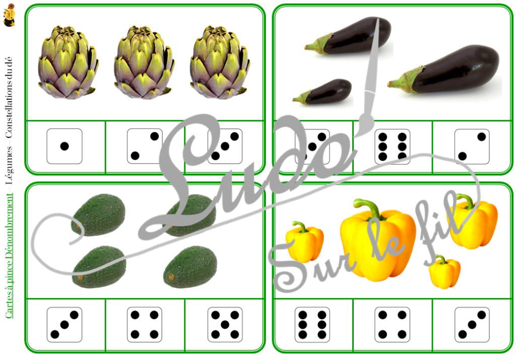 Cartes à pince - Dénombrement - Légumes - Ludo Sur Le Fil