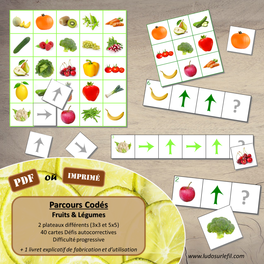 Suis les parcours codés - Fruits et Légumes - Ludo Sur Le Fil