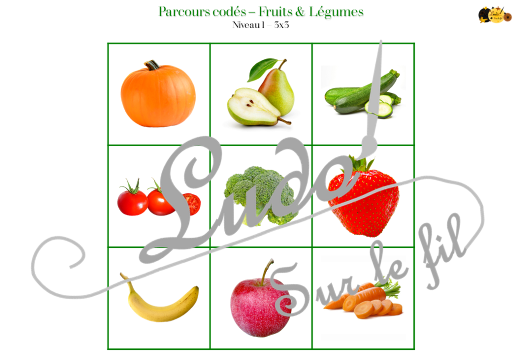 Suis les parcours codés - Fruits et Légumes - Ludo Sur Le Fil