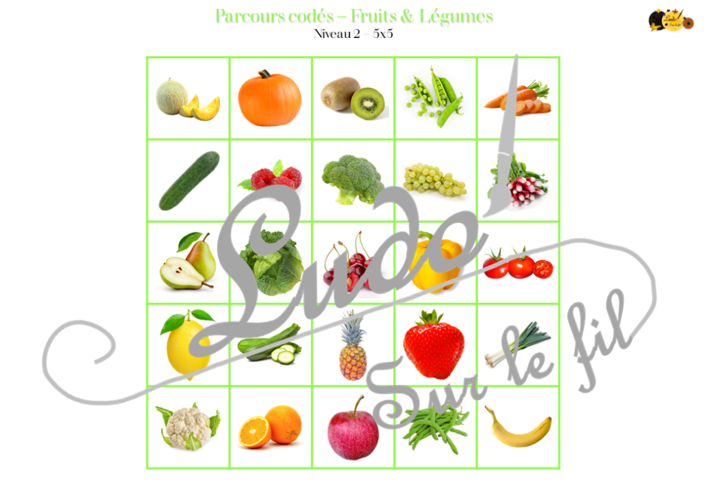 Suis les parcours codés - Fruits et Légumes - Ludo Sur Le Fil