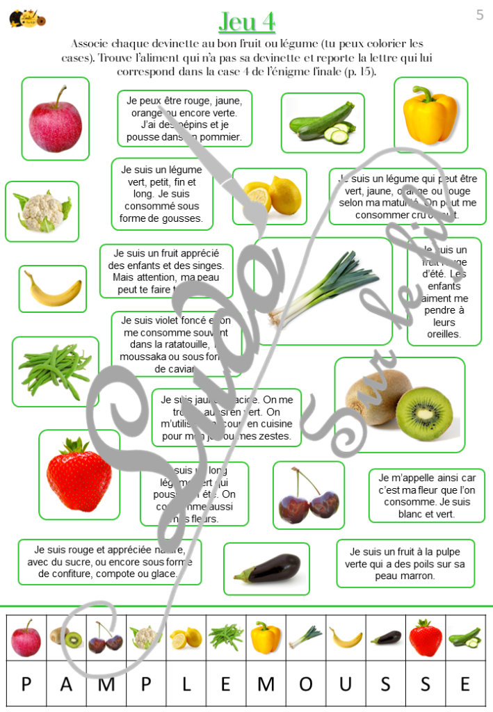 Livret d'enquête - Fruits et légumes - Ludo Sur Le Fil