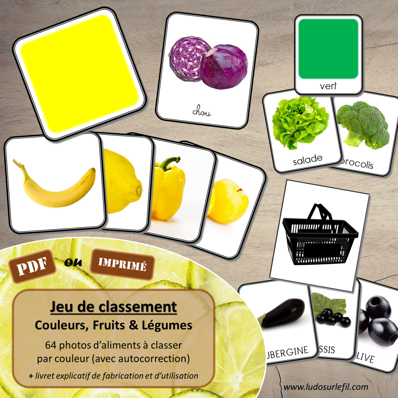 Jeu de classement par couleur - Fruits et Légumes - Ludo Sur Le Fil