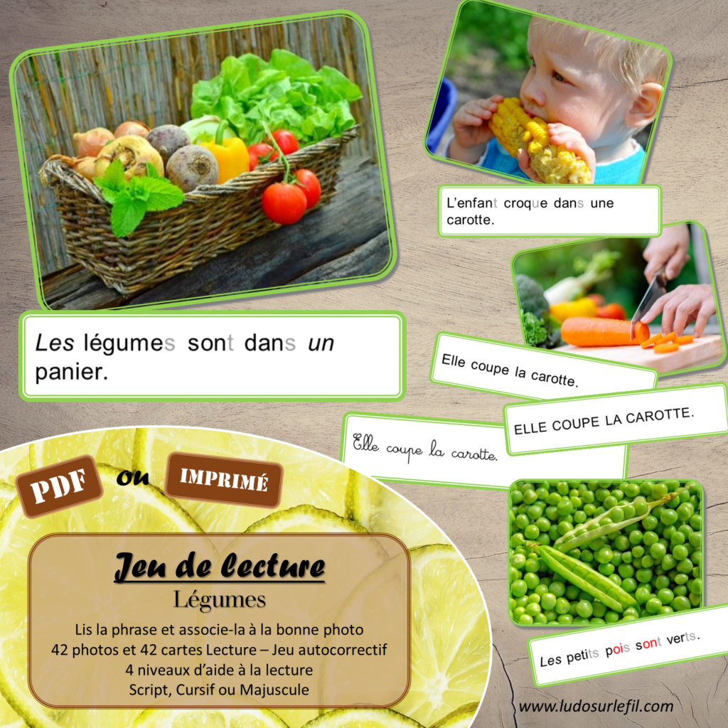 Jeu de lecture - Légumes - Ludo Sur Le Fil