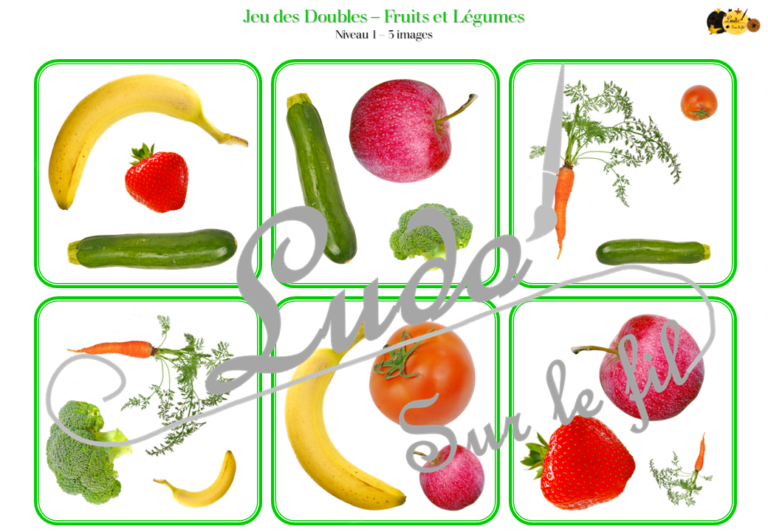 Jeu des doubles - Fruits & Légumes - Ludo Sur Le Fil