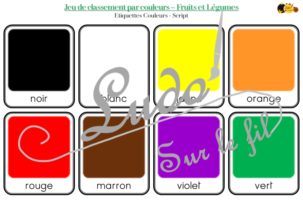 Jeu de classement par couleur - Fruits et Légumes - Ludo Sur Le Fil