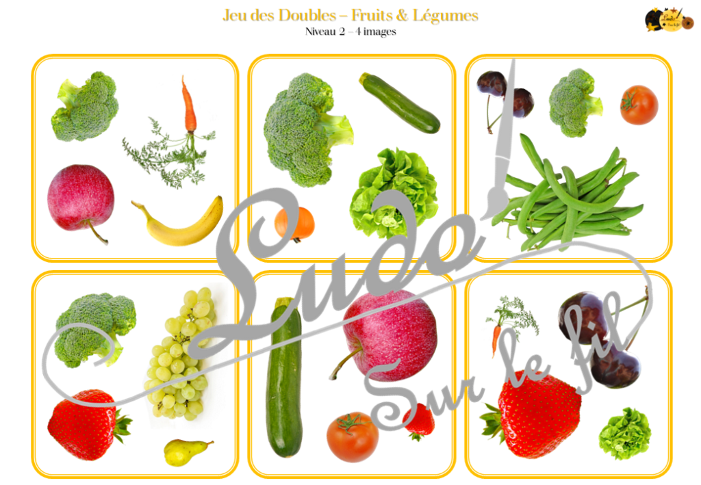 Jeu des doubles - Fruits & Légumes - Ludo Sur Le Fil