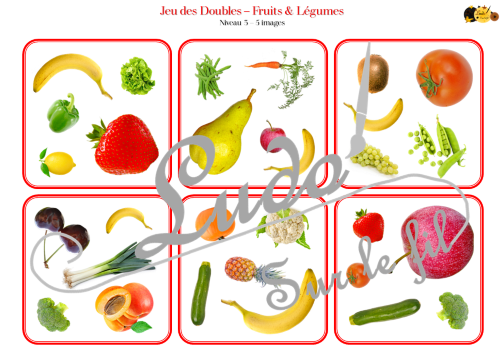 Jeu des doubles - Fruits & Légumes - Ludo Sur Le Fil