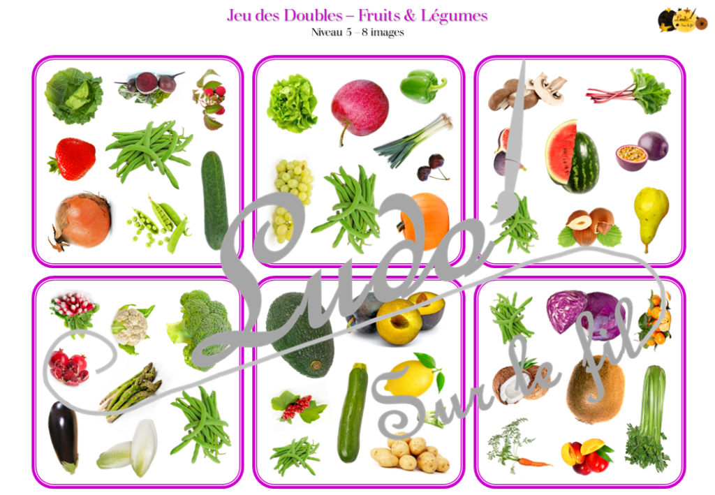 Jeu des doubles - Fruits & Légumes - Ludo Sur Le Fil
