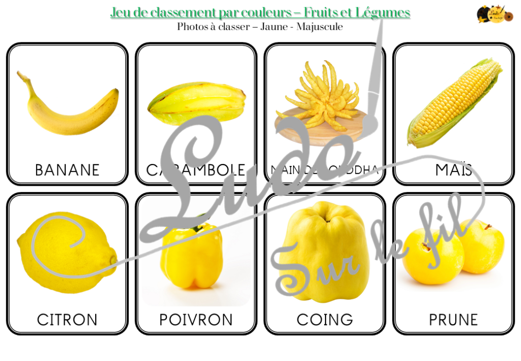 Jeu de classement par couleur - Fruits et Légumes - Ludo Sur Le Fil