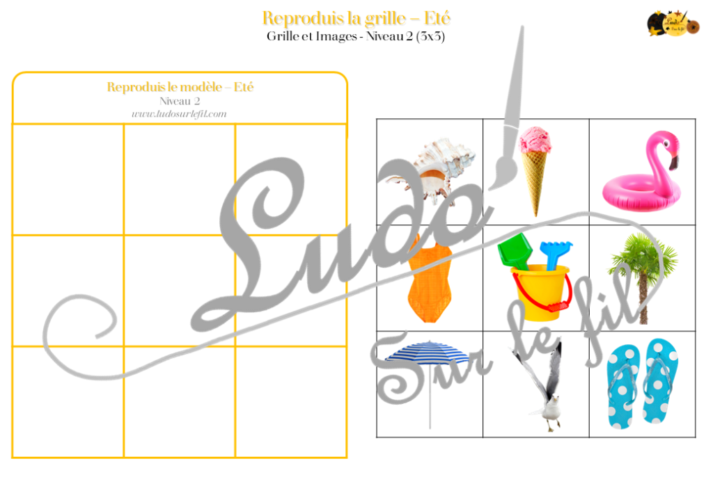 Reproduis la grille - Eté & Vacances - Ludo Sur Le Fil