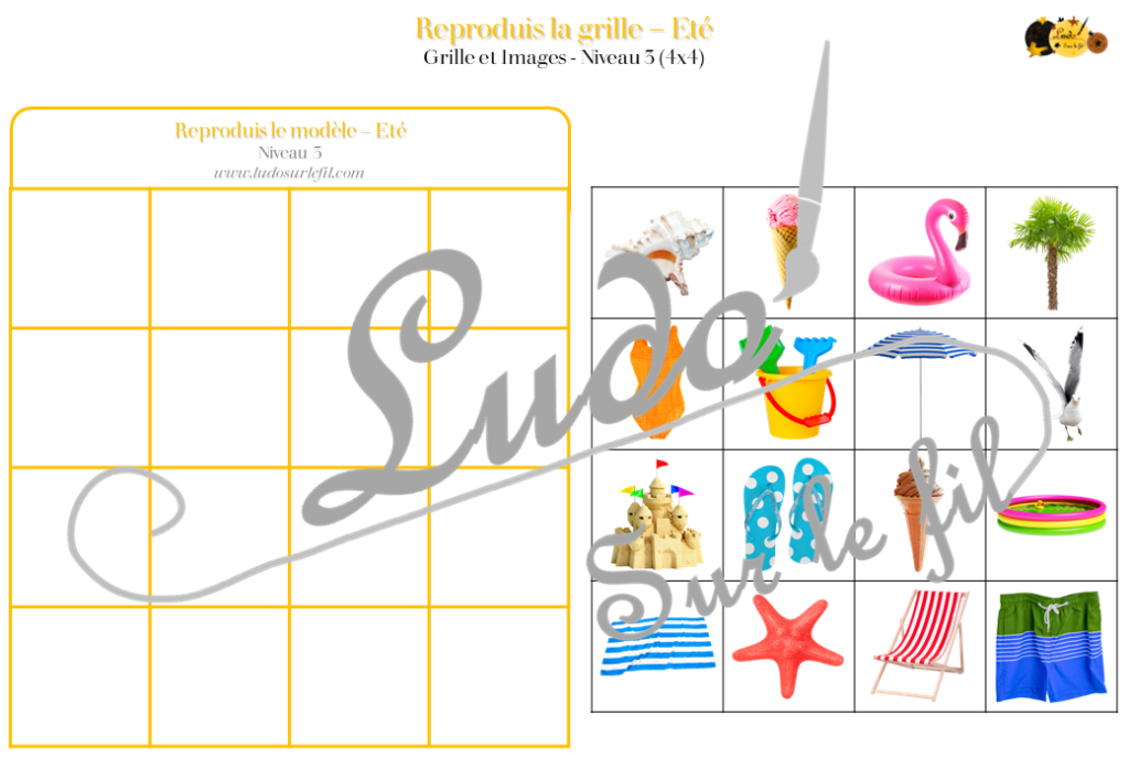 Reproduis la grille - Eté & Vacances - Ludo Sur Le Fil