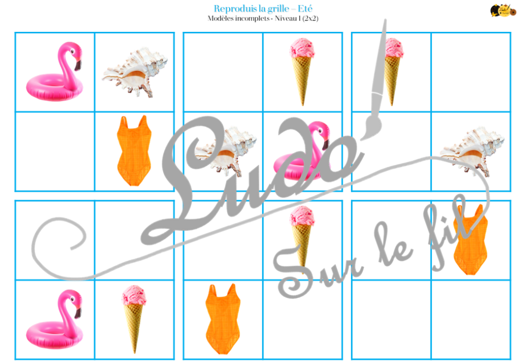 Reproduis la grille - Eté & Vacances - Ludo Sur Le Fil
