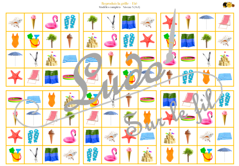 Reproduis la grille - Eté & Vacances - Ludo Sur Le Fil