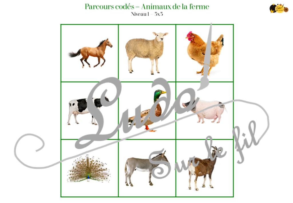 Suis les parcours codés - Animaux de la ferme - Ludo Sur Le Fil