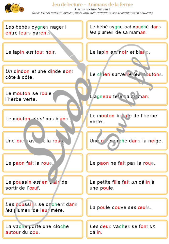 Jeu de lecture - Animaux de la ferme - Ludo Sur Le Fil