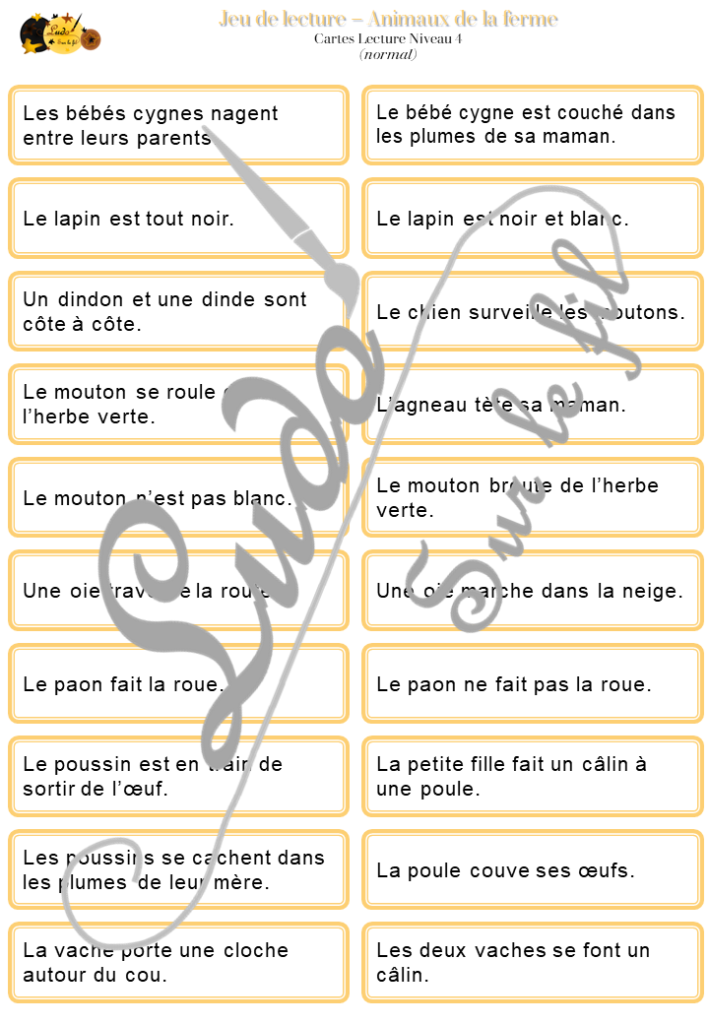 Jeu de lecture - Animaux de la ferme - Ludo Sur Le Fil