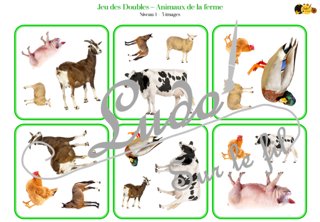 Jeu des doubles - Animaux de la ferme - Ludo Sur Le Fil