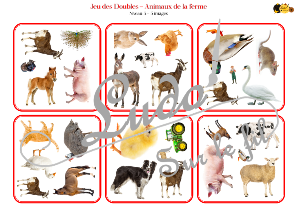 Jeu des doubles - Animaux de la ferme - Ludo Sur Le Fil