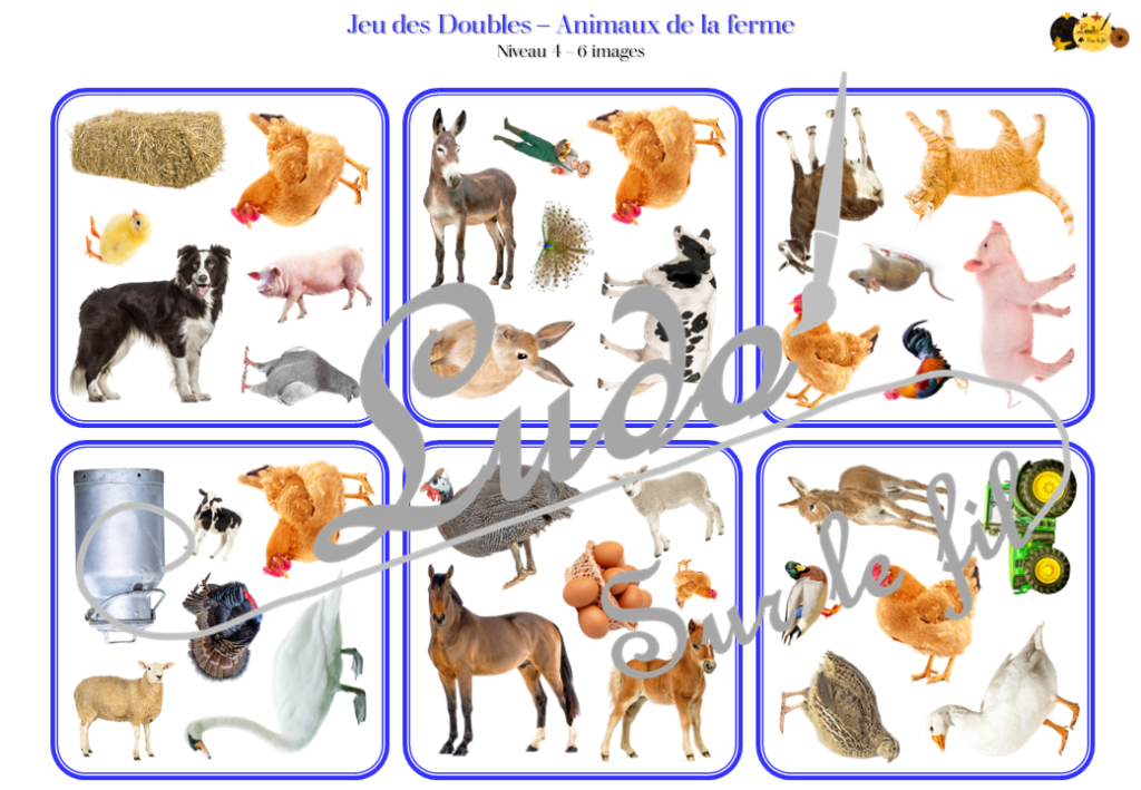 Jeu des doubles - Animaux de la ferme - Ludo Sur Le Fil