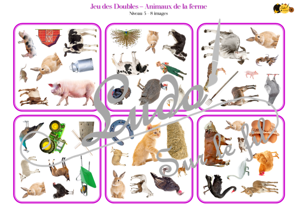 Jeu des doubles - Animaux de la ferme - Ludo Sur Le Fil