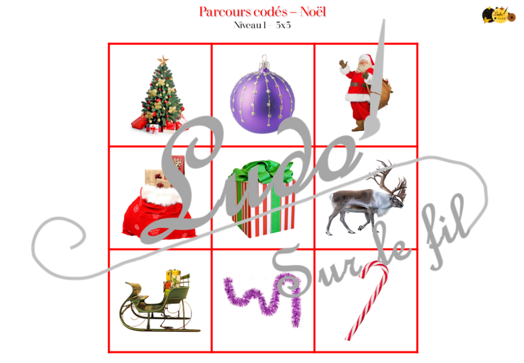 Suis les parcours codés - Noël - Ludo Sur Le Fil